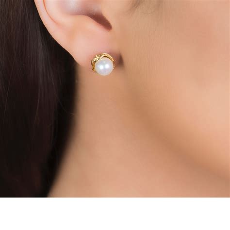 9ct Yellow Gold Single Pearl Stud Earrings London Road Jewellery