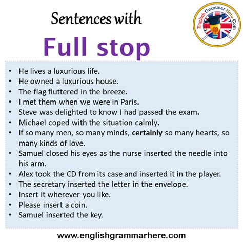 Sentences With Full Stop Full Stop In A Sentence In English Sentences