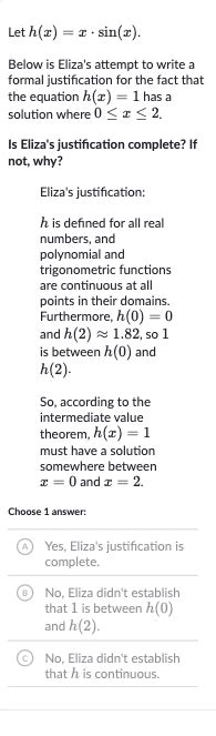 solved let h x x sin x below is eliza s attempt to write a form
