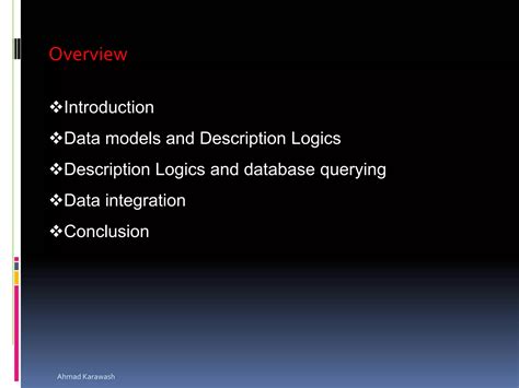 reasoning of database consistency through description logics ppt