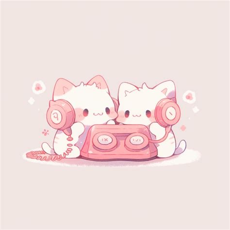 Premium Ai Image Cute Twin Cat With Phone