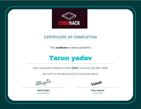 Tarun Yadav On Linkedin Completed A Java Language Course Has Been A Transformative Journey