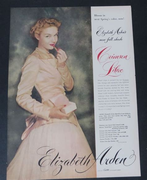Original Print Ad 1948 Elizabeth Arden Crimson Lilac Lipstick Make Up