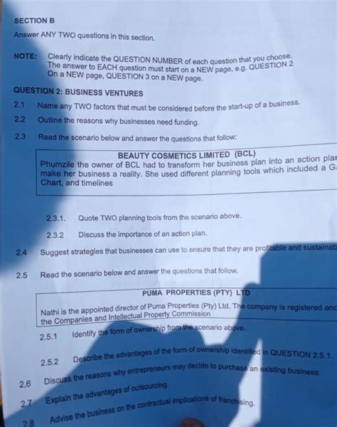 section banswer any two questions in this section note clearly indicat