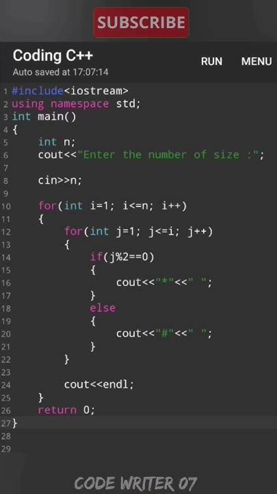 normal c pattern program tutorial video 💯🧠 coding youtubeshorts