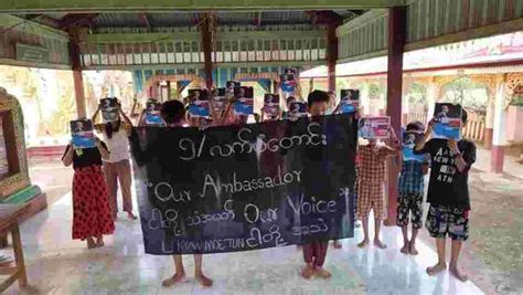 ၅ လက်ပံတောင်း သပိတ်စစ်ကြောင်းက ဦးကျော်မိုးထွန်းကို သံအမတ်ကြီးအဖြစ် ဆက်လက် ထားရှိရေး ချီတက