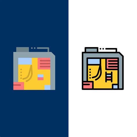 Atx Box Case Computer Icons Flat And Line Filled Icon Set Vector Blue
