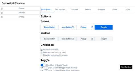 dojo2 widget showcase codesandbox