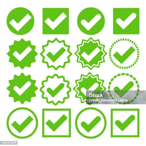 인터페이스에 대한 녹색 확인 표시 집합입니다 아이콘 예 승인되었습니다 확인 기호 모음입니다 0명에 대한 스톡 벡터 아트 및 기타