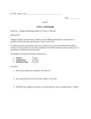Lab Class C Subnetting Docx ET Name Anu Date Lab Class C Subnetting Objective