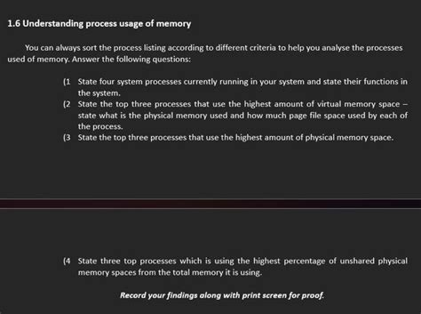 Solved 1 6 Understanding Process Usage Of Memory You Can Chegg Com