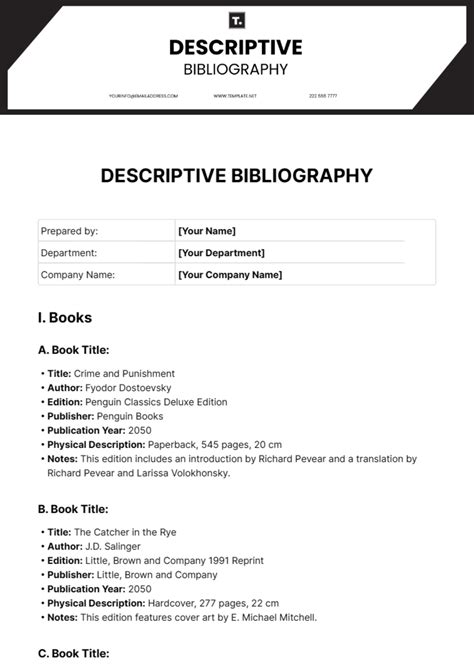 Free Descriptive Bibliography Template To Edit Online