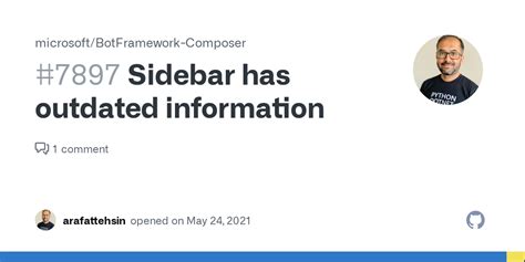 Sidebar Has Outdated Information · Issue 7897 · Microsoftbotframework Composer · Github