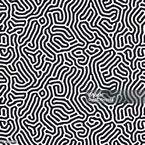 둥근 선이있는 유기적 배경 확산 반응 원활한 패턴 생물학적 모양의 선형 설계 흑백의 추상 벡터 그림입니다 미로 효과 0명에 대한 스톡 벡터 아트 및 기타 이미지 Istock