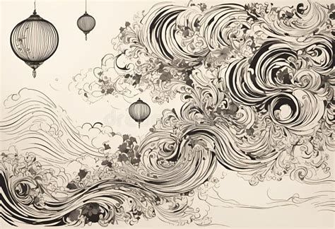 Intricate Abstract Illustration With Swirling Patterns And Hanging