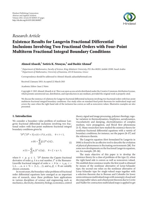 Pdf Existence Results For Langevin Fractional Differential Inclusions