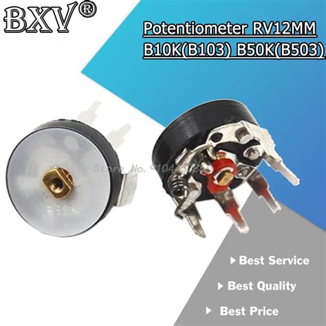 5 Buah Potensiometer Radio Sudut Lurus Rv12 MM B10K B103 B50K B503 Potensiometer Volume