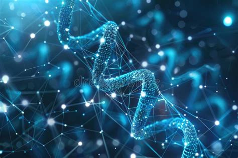 Futuristic Dna Helix With Glowing Data Connections In A Digital Matrix Stock Illustration