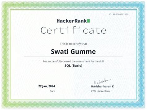 swati gumme on linkedin sqlcertification hackerrank dataskills