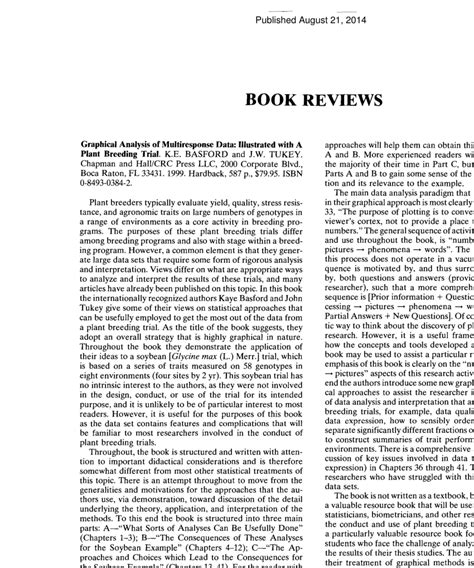 Pdf Graphical Analysis Of Multiresponse Data Illustrated With A Plant Breeding Trial