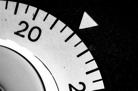 Monochrome Close Up Of An Old Analog Laboratory Timer Set To 22 Stock