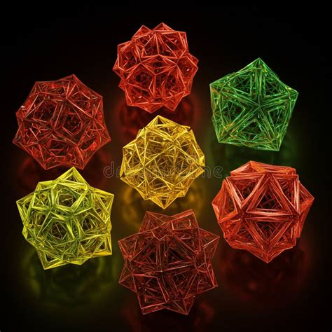 Geometric Structures With Complex Interlocking Patterns Showcasing Vibrant Colors Stock