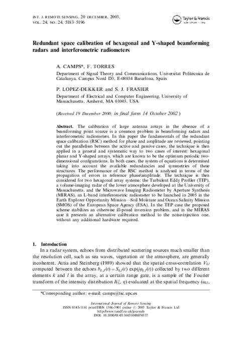 Pdf Redundant Space Calibration Of Hexagonal And Y Shaped Beamforming