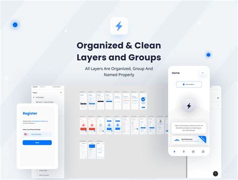 Thunder A Premium Mobile Vpn App Ui Kit Figma Resources App Interface Design Ui Kit App Ui