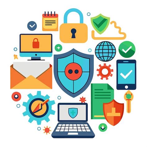 Cyber Security Concept With Laptop Shield Lock And Check Marks Premium Ai Generated Vector