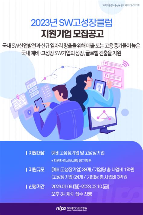 2023년 sw고성장클럽 사업 지원기업 모집공고 ★ 정보통신산업진흥원 nipa facebook