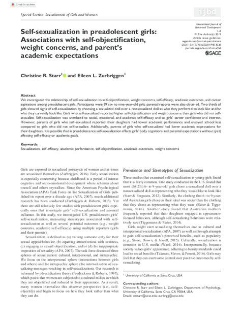 Pdf Self Sexualization In Preadolescent Girls Associations With Self