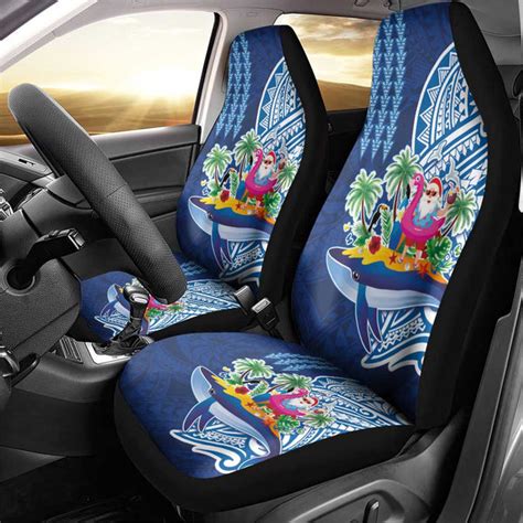 Hawaiian Mele Kalikimaka Car Seat Cover Funny Santa On Whale Island