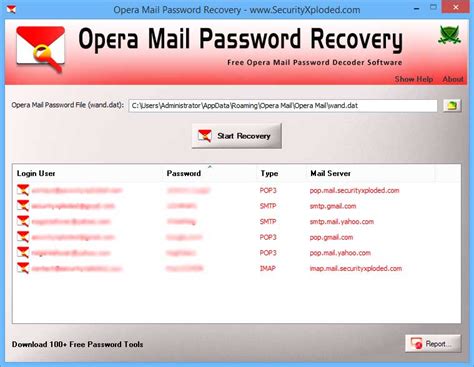 Operamailpasswordrecovery Showing Recovered Passwords