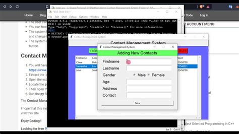 Contact Management System Project In Python Demo Youtube