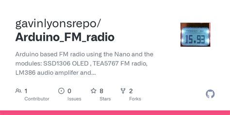 Github Gavinlyonsrepo Arduino Fm Radio Arduino Based Fm Radio Using