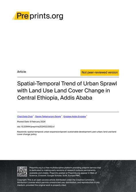 Pdf Spatial Temporal Trend Of Urban Sprawl With Land Use Land Cover