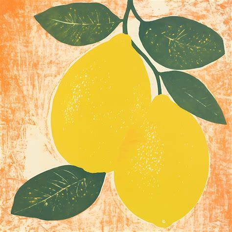 Premium Photo Draw Lemon Minimal Risograph Print Riso Printing Limited Color Pa Contour