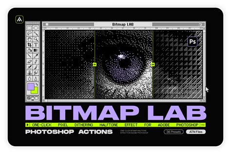 Bitmap Lab One Click Pixel Halftone Photoshop Action Filtergrade