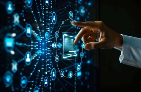 Premium Photo Businessman Touching Digital Document Management System Interface