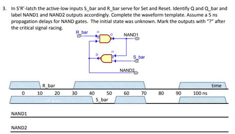 solved 3 in s r latch the active low inputs s bar and