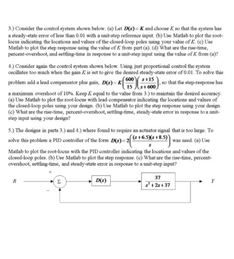 Solved Consider The Control System Shown Below A Let D S Chegg