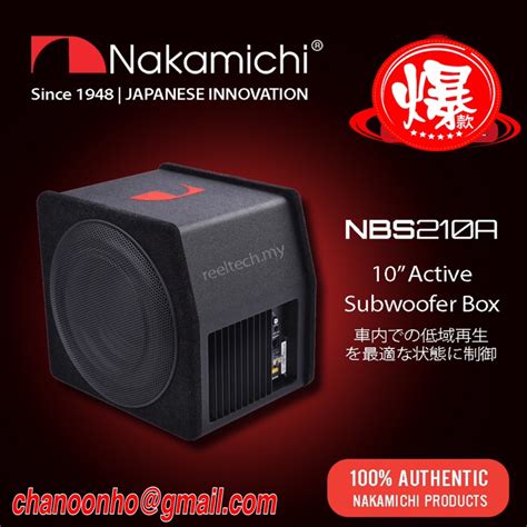 NAKAMICHI NBS210A 10" Subwoofer Loaded Enclosure Powered Sub Bass ...