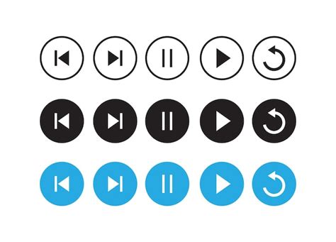 Premium Vector Play Pause Replay Previous And Next Track Icon Vector