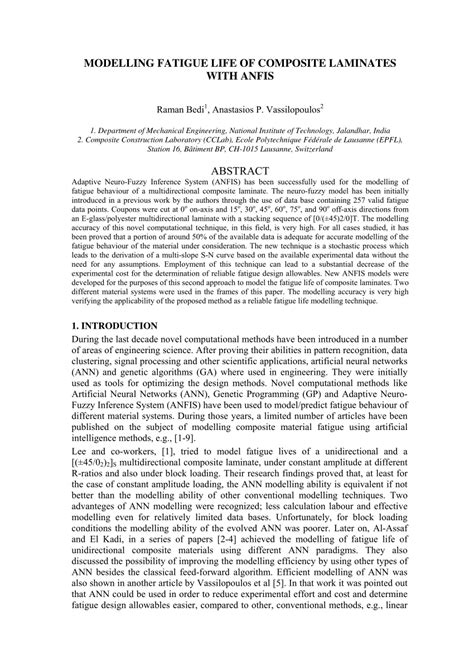 Pdf Modelling Fatigue Life Of Composite Laminates With Anfis