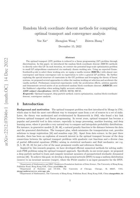 Pdf Random Block Coordinate Descent Methods For Computing Optimal