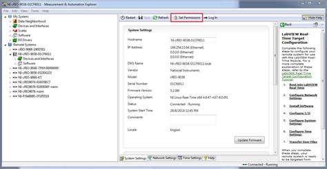 restarting my crio controller in ni max if the username and password is