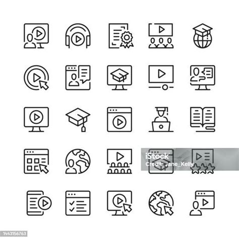 Video Tutorials Line Icons Outline Symbols Vector Line Icons Set Stock Illustration Download