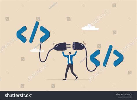 api application programming interface connect between stock vector