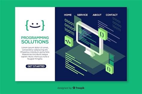 Premium Vector Isometric Programming Landing Page Template
