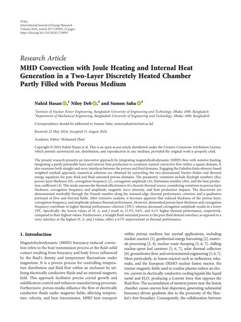 Pdf Mhd Convection With Joule Heating And Internal Heat Generation In
